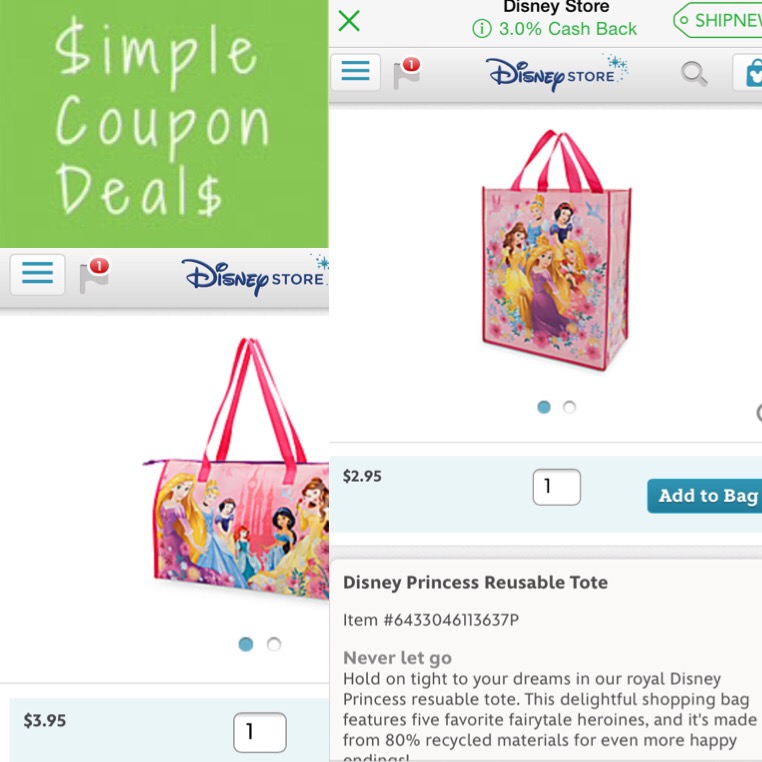 Disney Princess Tote, $2.95 shipped!! - Simple Coupon Deals