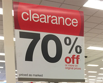 Target Clearance, Unmarked Clearance, Baby Clearance
